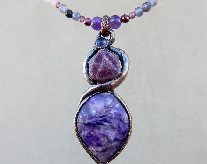 Shakti Goddess With Charoite, Ruby Record Keeper, Iolite, Rose Quartz ...