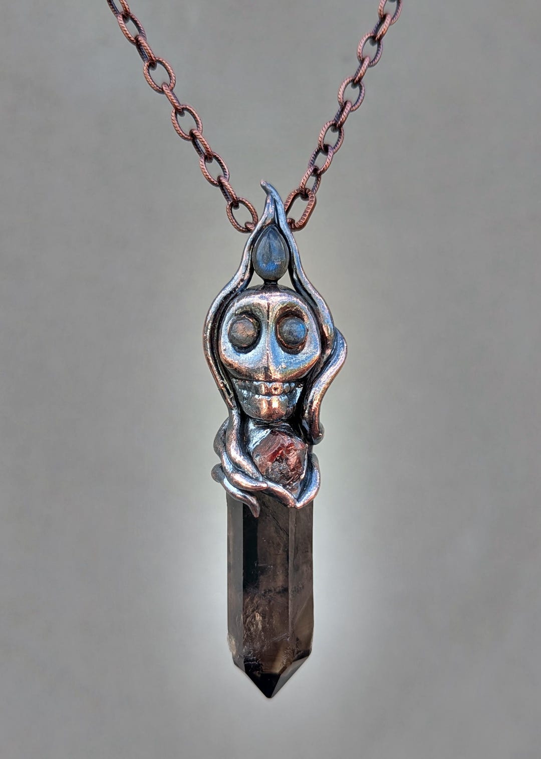 Ancestral Goddess Amulet With Smoky Quartz Wand, Red Zircon ...