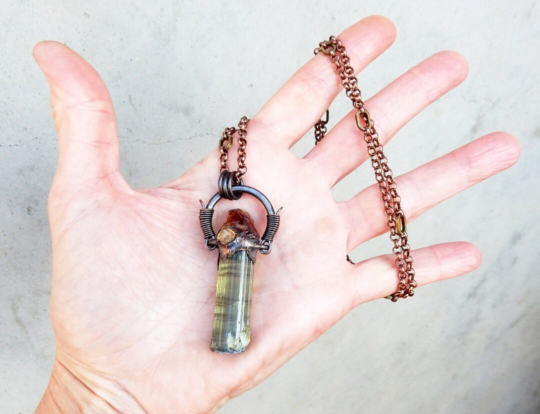 Tribal Amulet With Black Cap Green Tourmaline Citrine and - Etsy