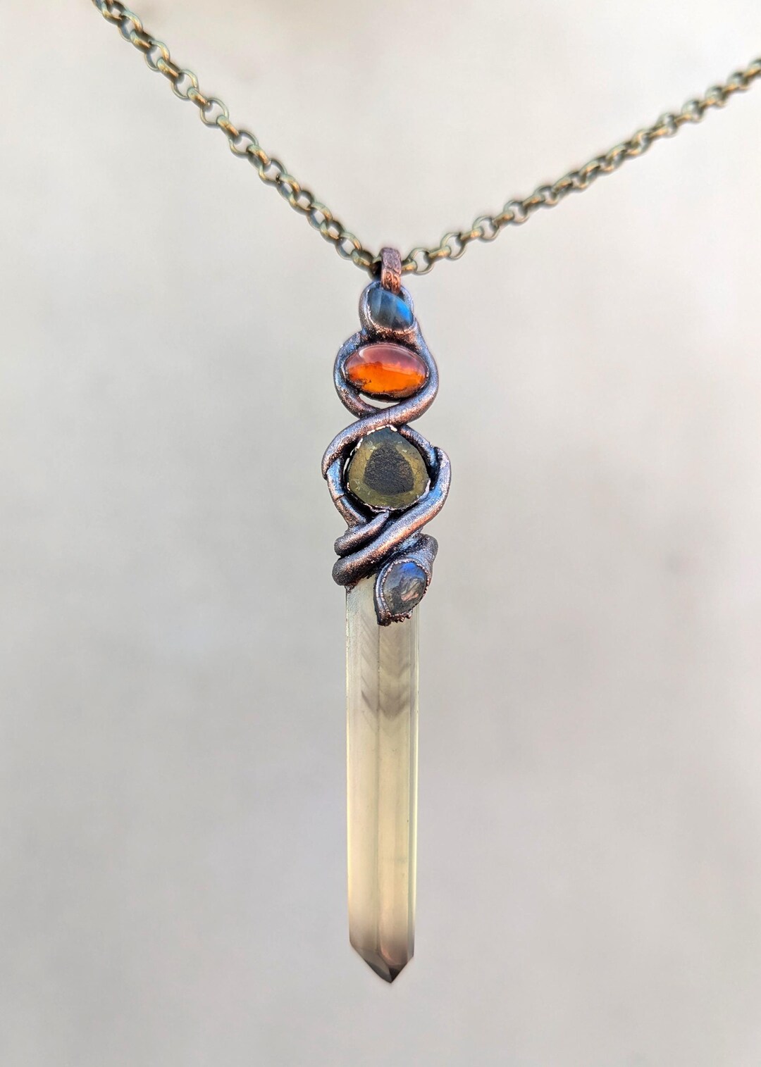 Kundalini Shakti Goddess With Smoky Citrine Phantom Wand, Green ...