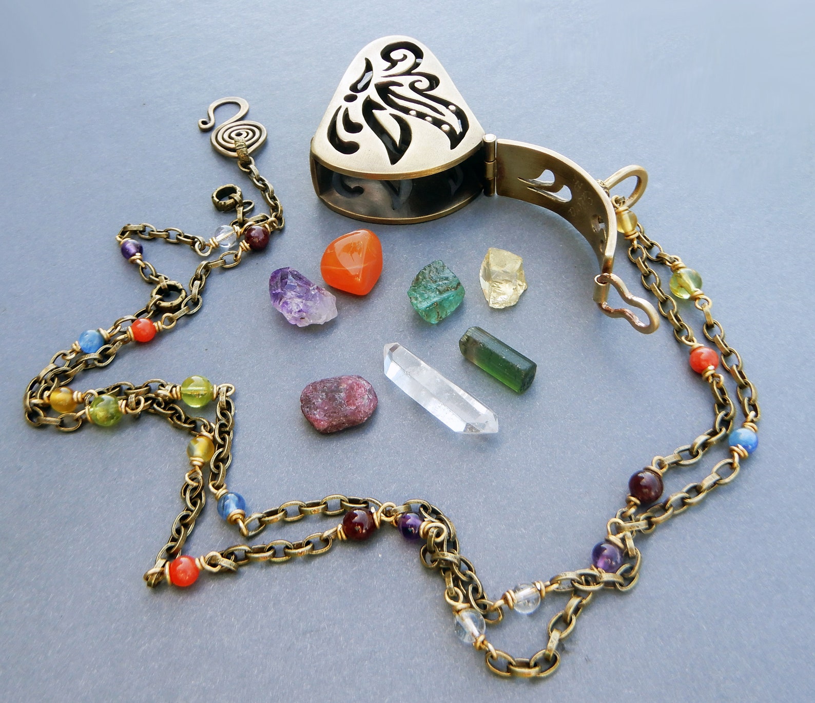 Butterfly Locket, Chakra Stones, Chakra Beads, Handpierced ...