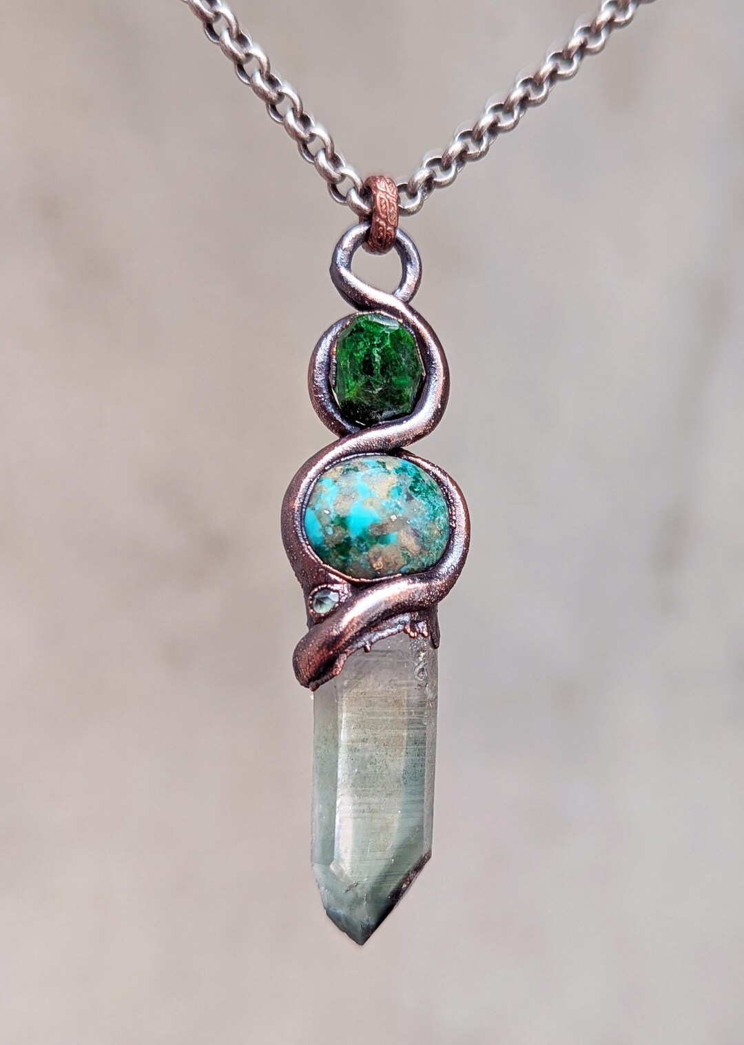 Kundalini Shakti Goddess Amulet With Chlorite Inclusion Phantom Quartz ...