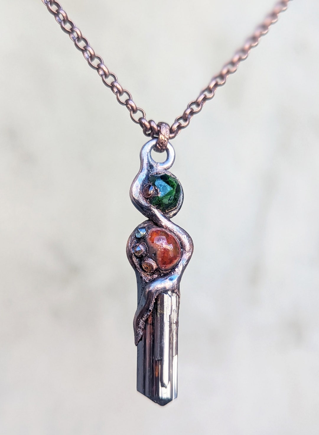 Kundalini Shakti Devi Amulet With Terminated Titanium Rutile, Fire Opal ...