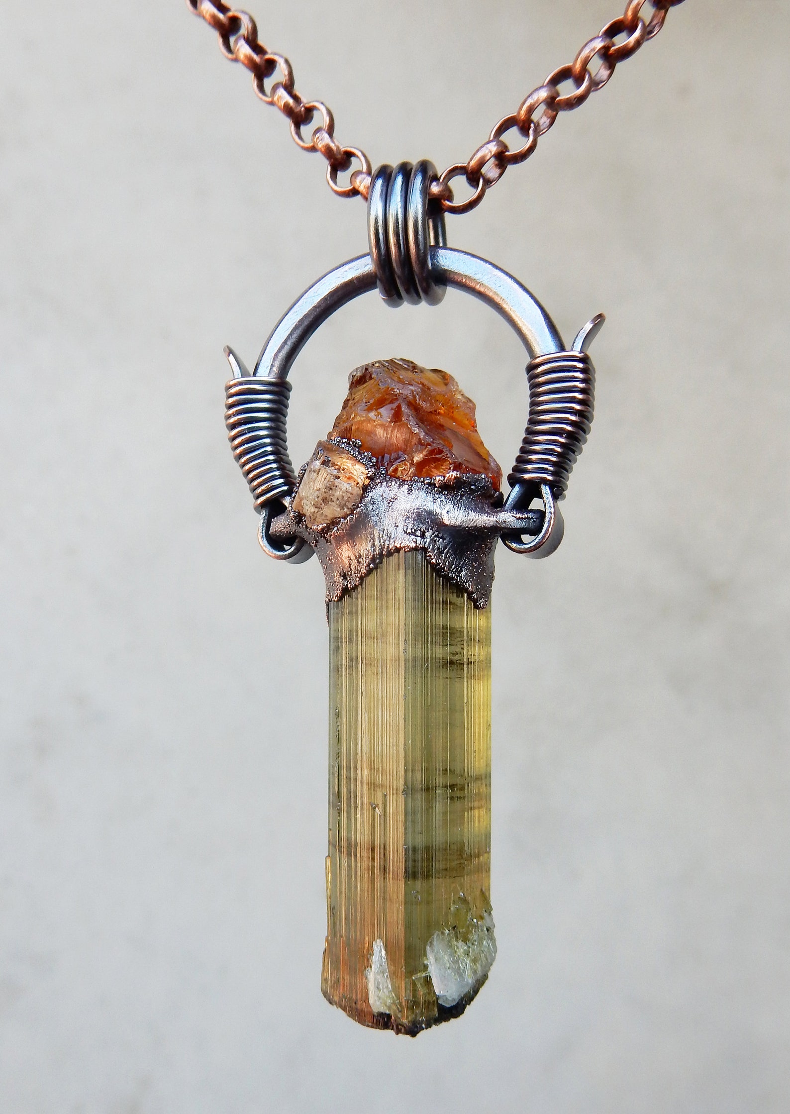 Tribal Amulet With Black Cap Green Tourmaline Citrine and | Etsy