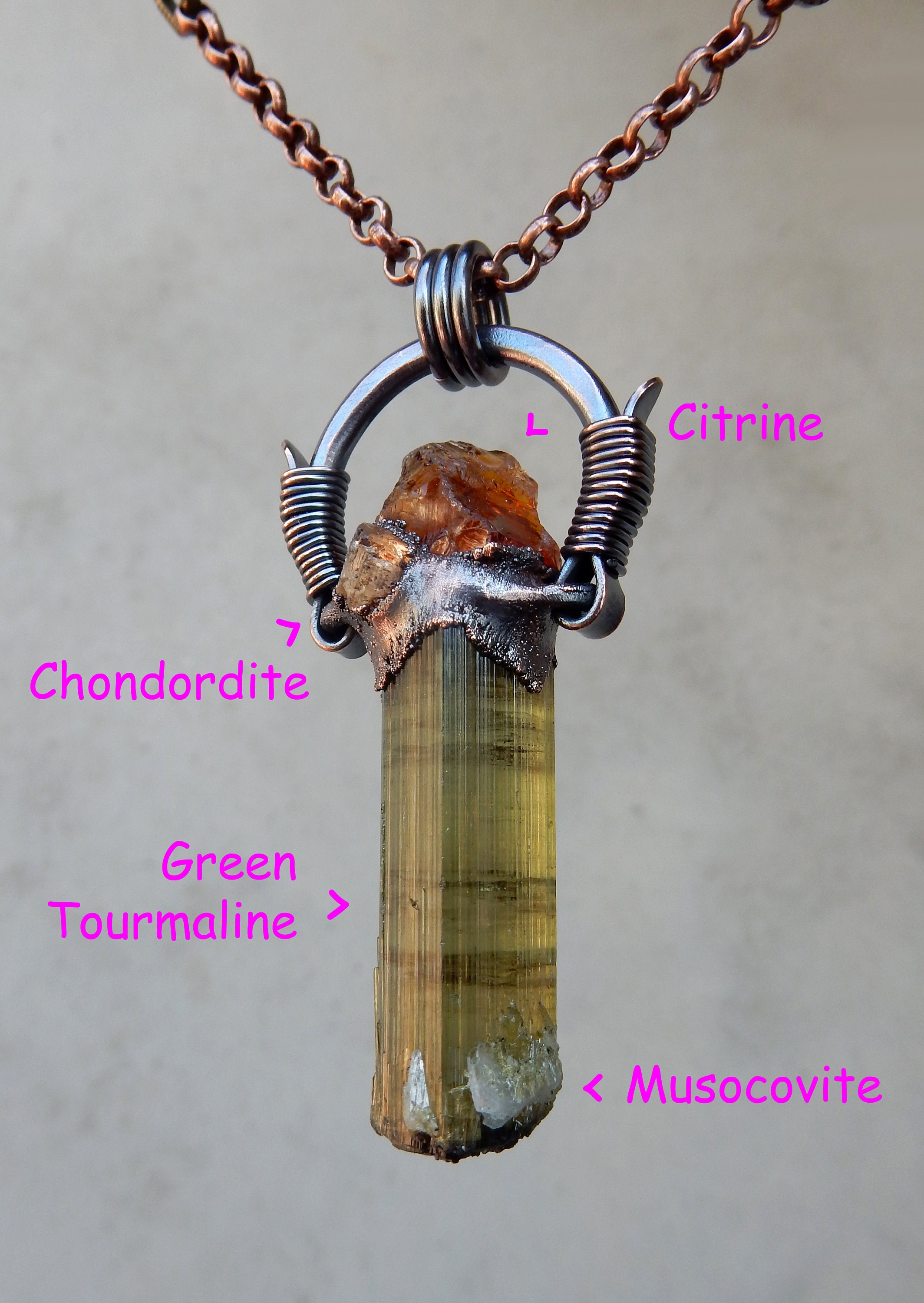 Tribal Amulet With Black Cap Green Tourmaline Citrine and | Etsy