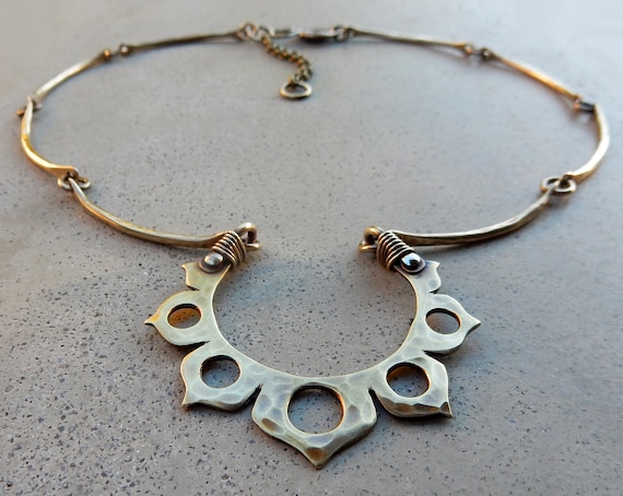 Golden Lotus Flower Necklace Choker Hand Fabricated - Etsy