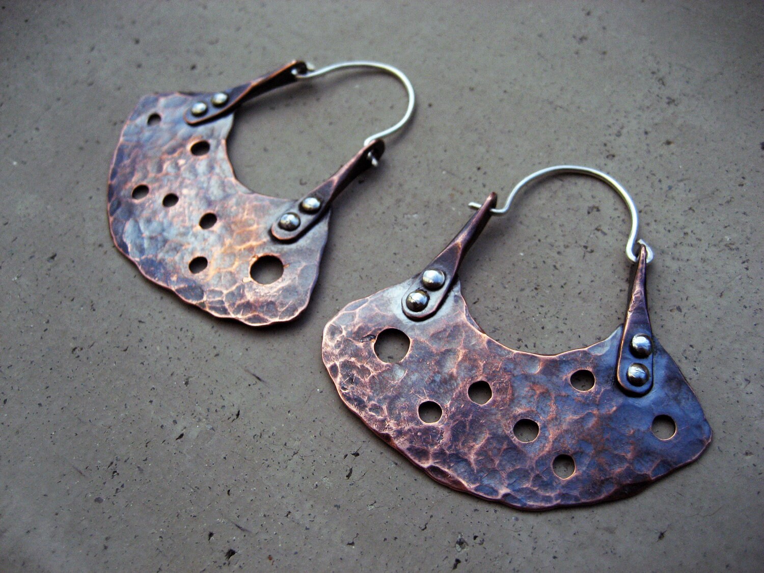 Soul Seed Hoop Earrings, Blade, Rustic, Boho,tribal, Gypsy, Mixed Metal ...