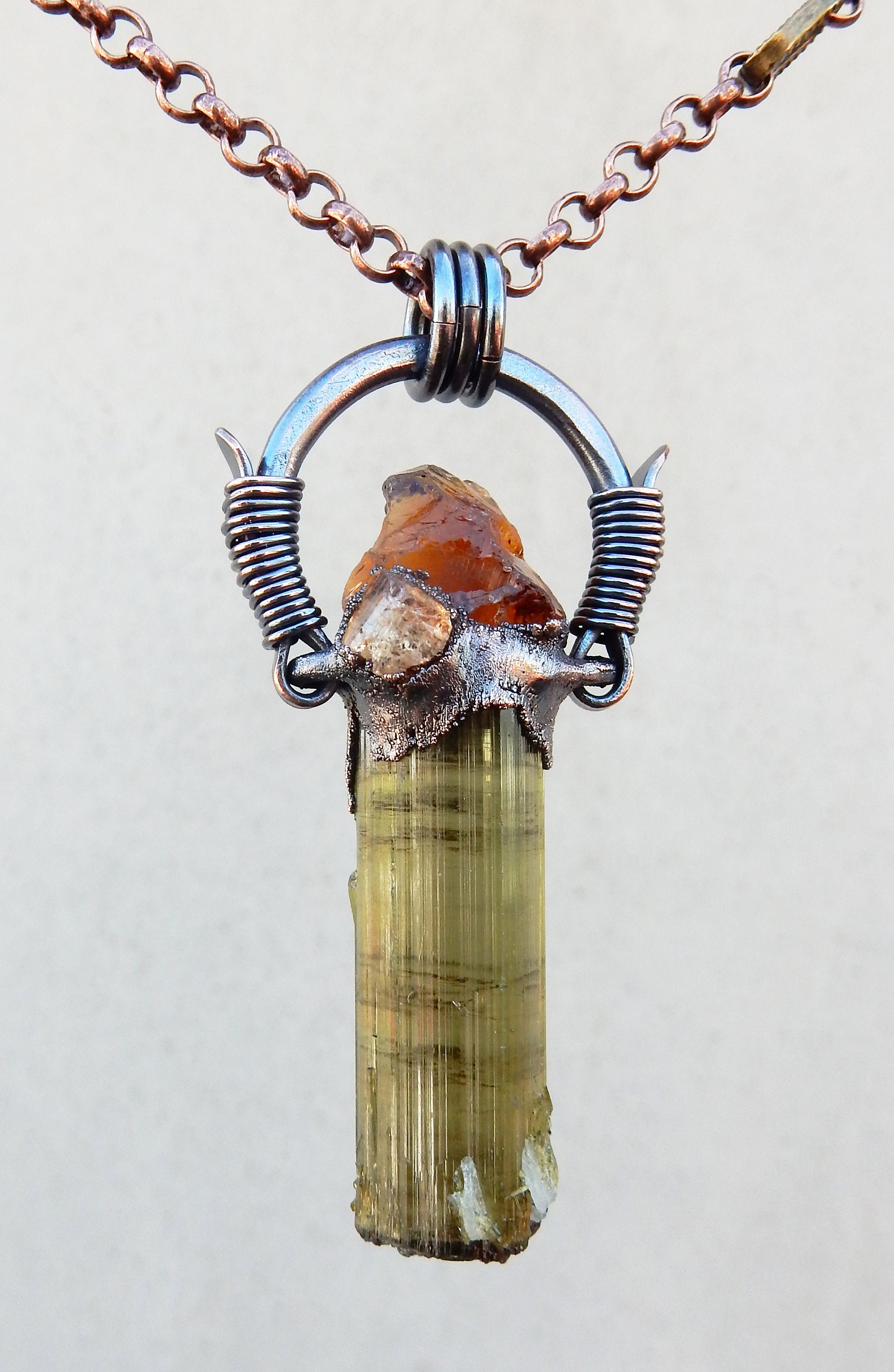 Tribal Amulet With Black Cap Green Tourmaline Citrine and | Etsy