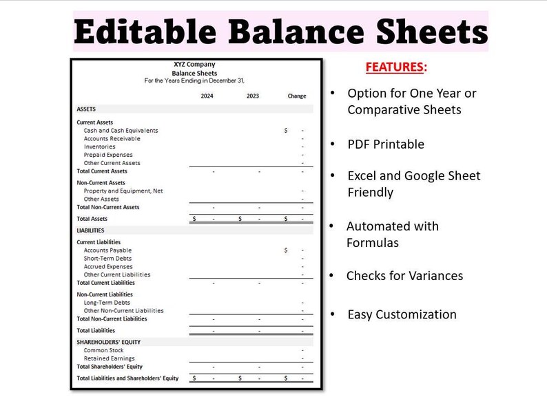 Comparative Balance Sheet Templates Financial Statement Spreadsheet in ...