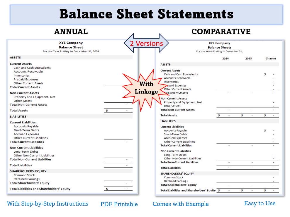 Comparative Balance Sheet With Transaction Listing Financial Statement ...