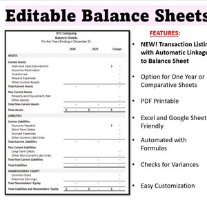 Comparative Balance Sheet With Transaction Listing Financial Statement ...
