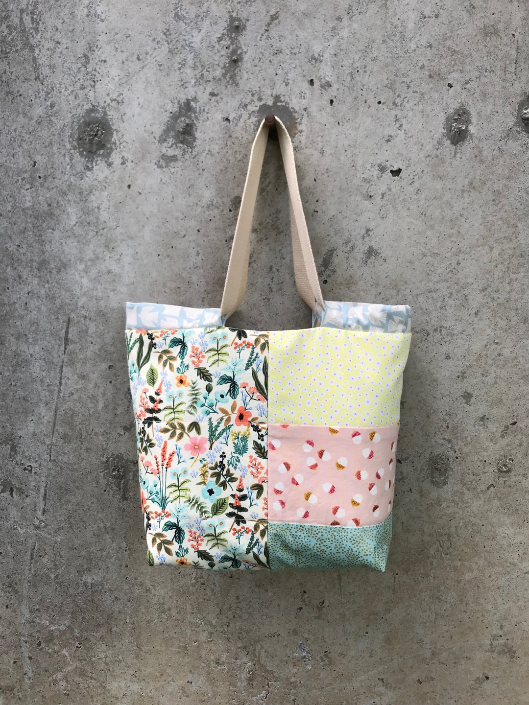 Small Quilted Tote Bag With Adjustable Opening Multicolored - Etsy