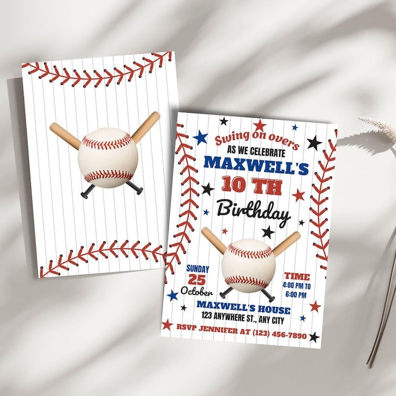 Editable Baseball Birthday Invitation, Baseball Birthday Party ...