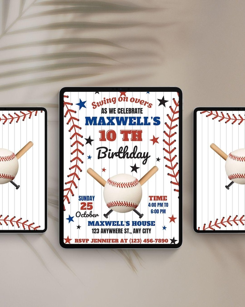Editable Baseball Birthday Invitation, Baseball Birthday Party ...
