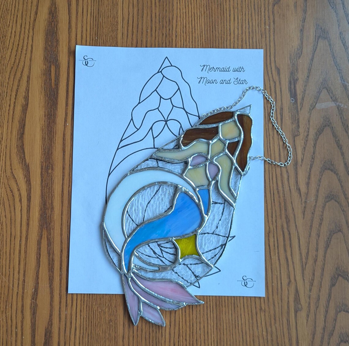 Mermaid, Moon, and Star Stained Glass Pattern - Etsy