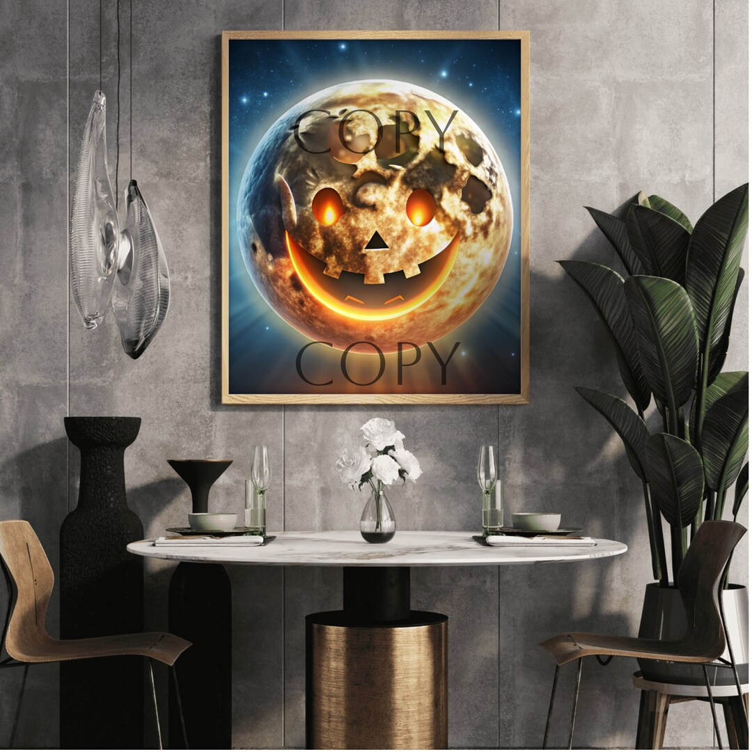 Evil Smile - Full Moon Shaped Digital Art Print - Digital Photo ...