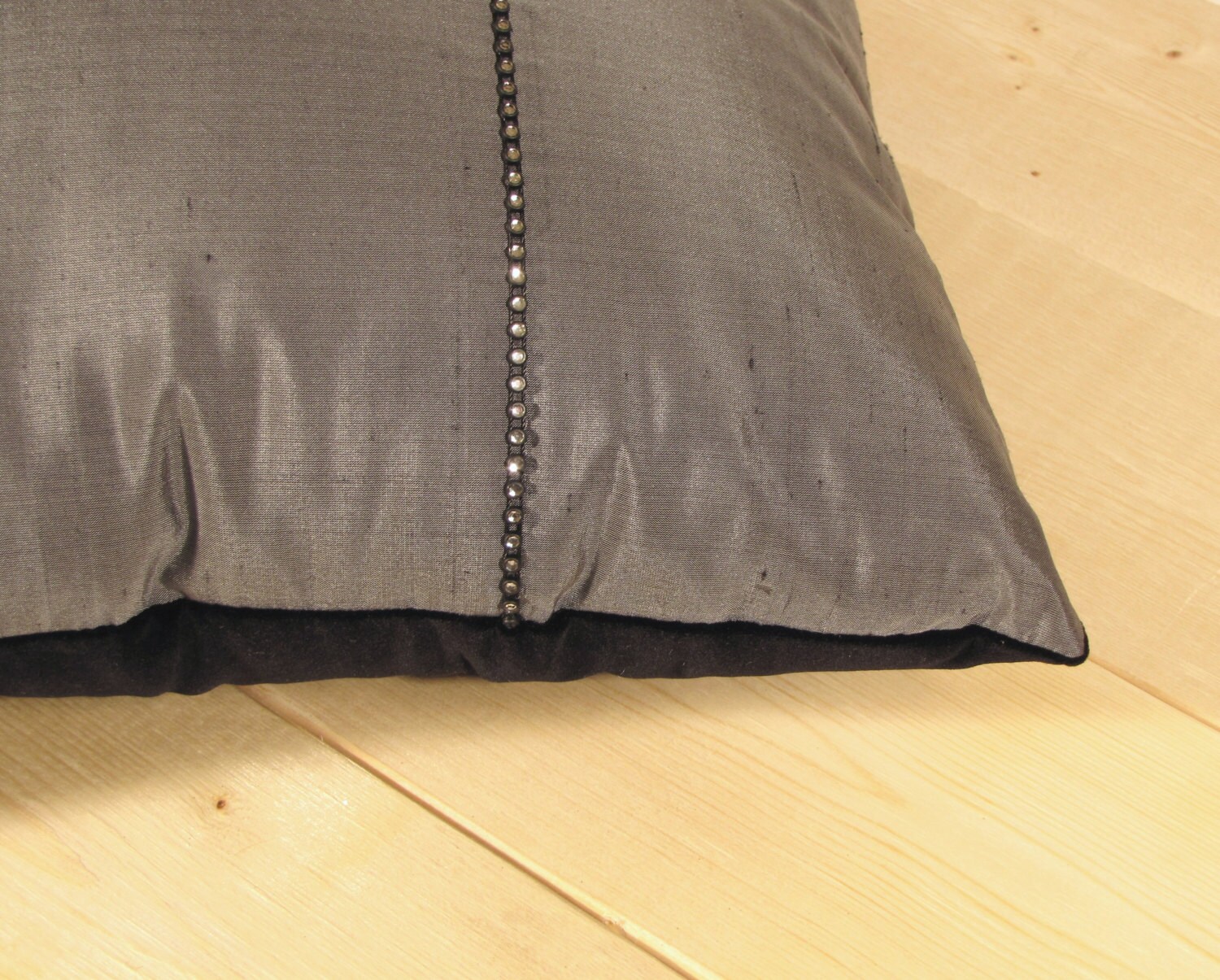 Grey Glitz Silk & Rhinestone Pillow Sparkly Pillow - Etsy
