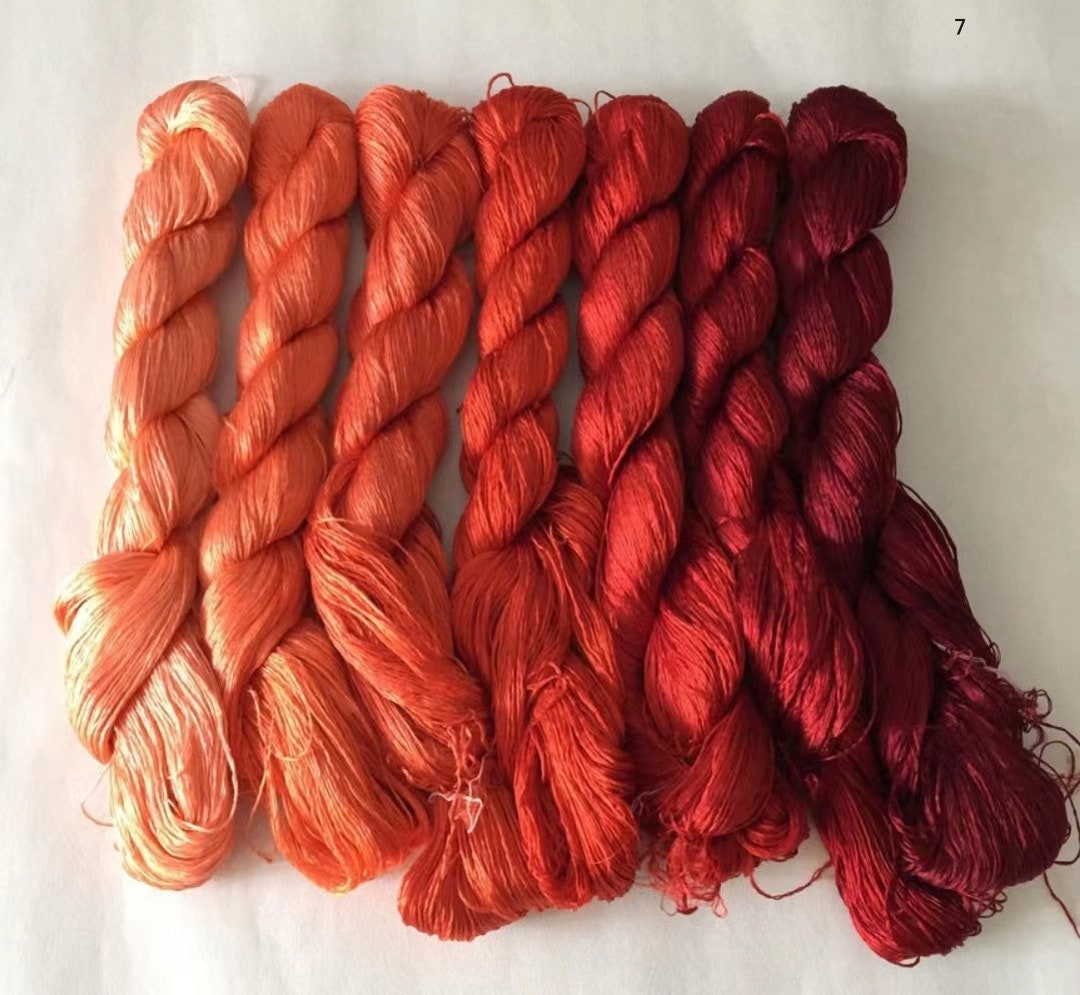 7 Skeins Chinese Natural Mulberry Silk Embroidery Threads Floss 440m ...