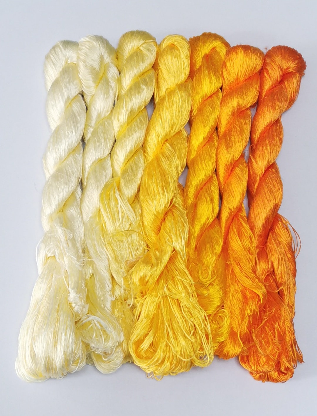 7 Skeins Untwisted Chinese Natural Mulberry Flat Silk Embroidery ...