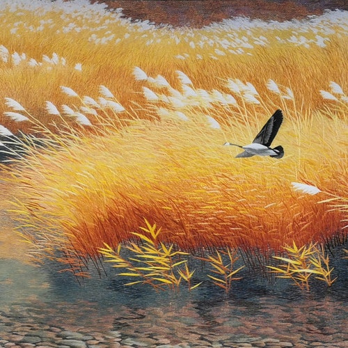 Chinese Handmade Silk Embroidery Art Painting Reeds - Etsy