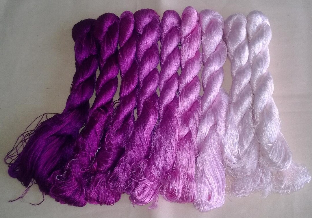 9 Skeins Chinese Natural Mulberry Silk Embroidery Threads Floss 440m ...