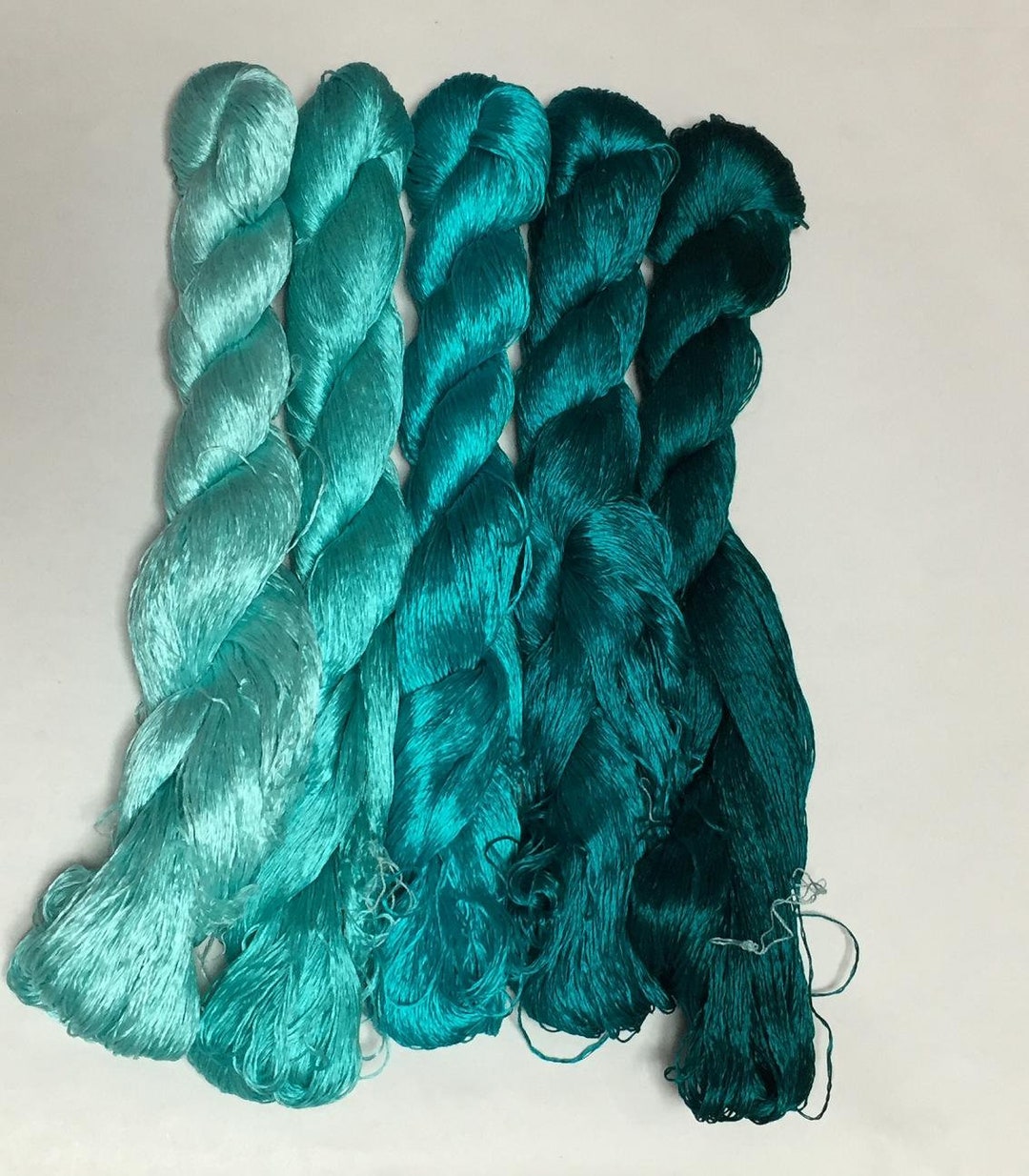 5 Skeins Hand-dyed 100% Natural Mulberry Silk Embroidery Floss Threads ...