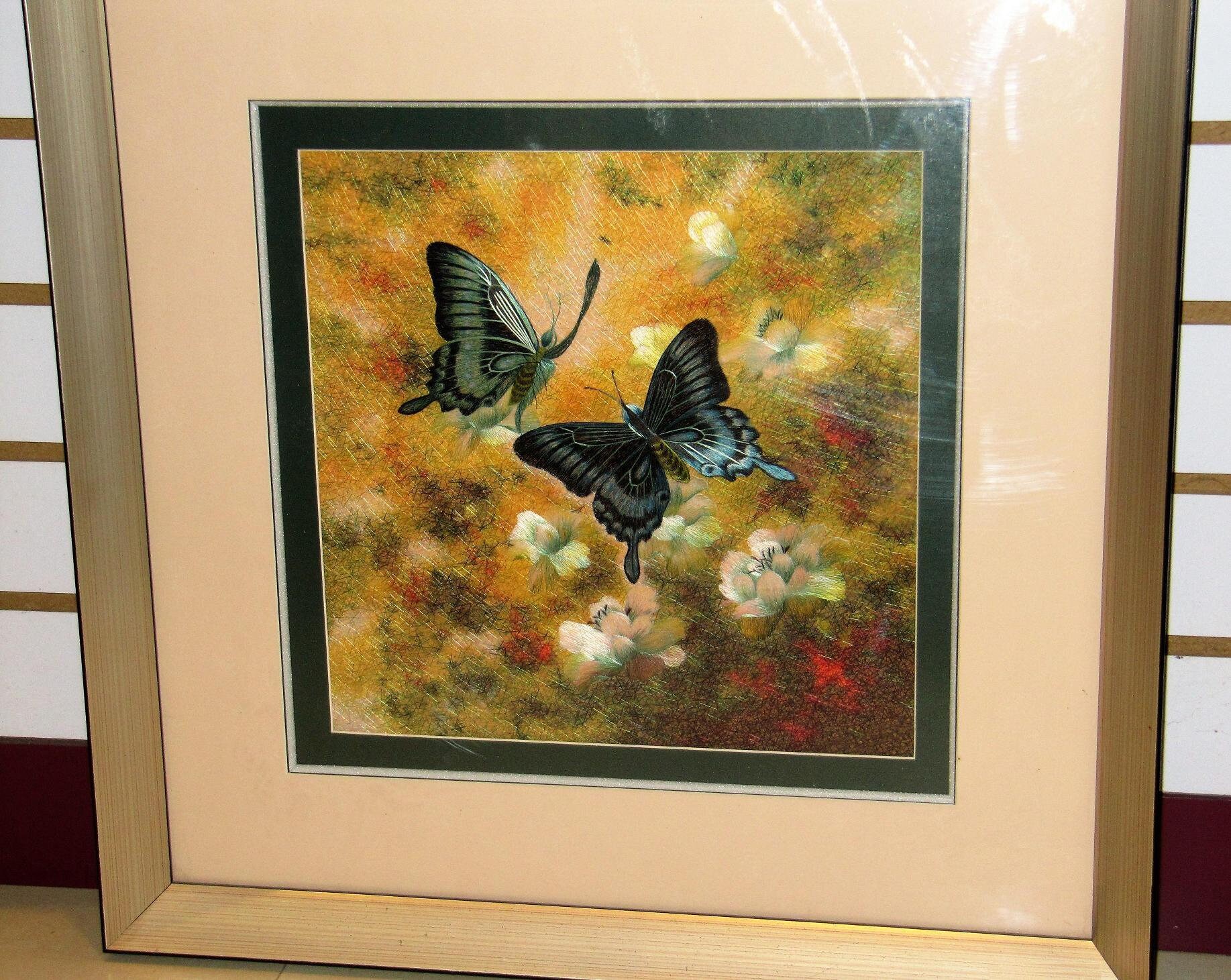 Butterflies Chinese Suzhou Handmade Silk Embroidery Painting - Etsy UK