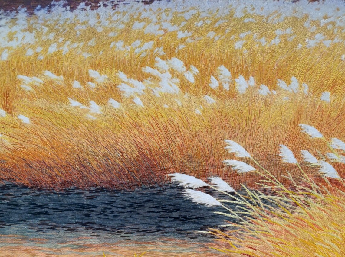 Chinese Handmade Silk Embroidery Art Painting Reeds - Etsy