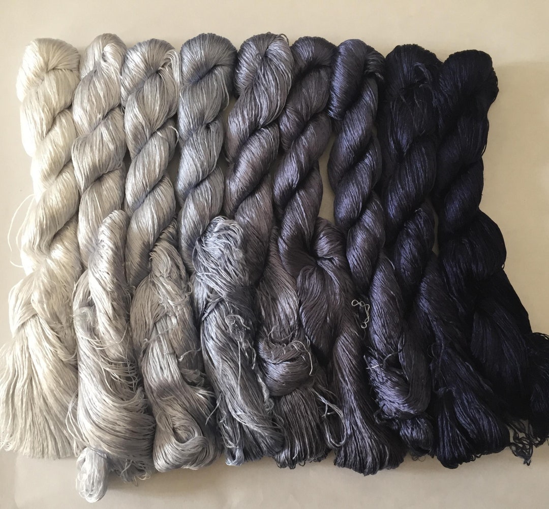 9 Skeins Chinese Natural Mulberry Silk Embroidery Threads Floss 440m ...