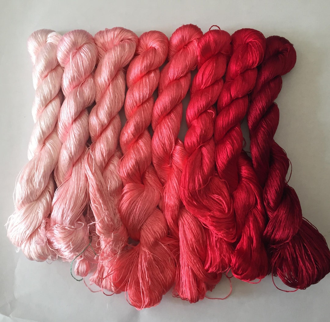 8 Skeins Chinese Natural Mulberry Silk Embroidery Threads Floss 440m ...