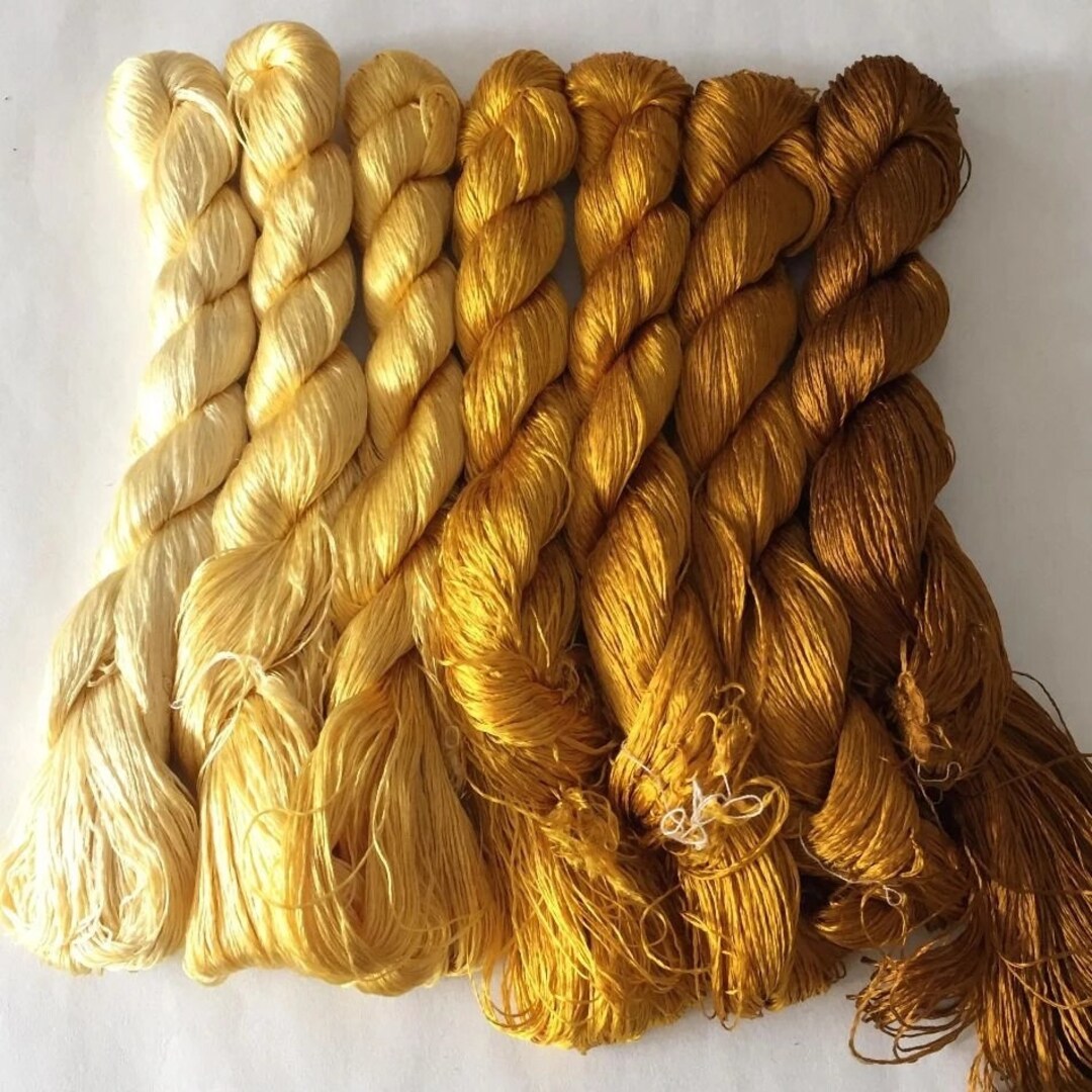 7 Skeins Chinese Natural Mulberry Silk Embroidery Threads Floss 440m ...