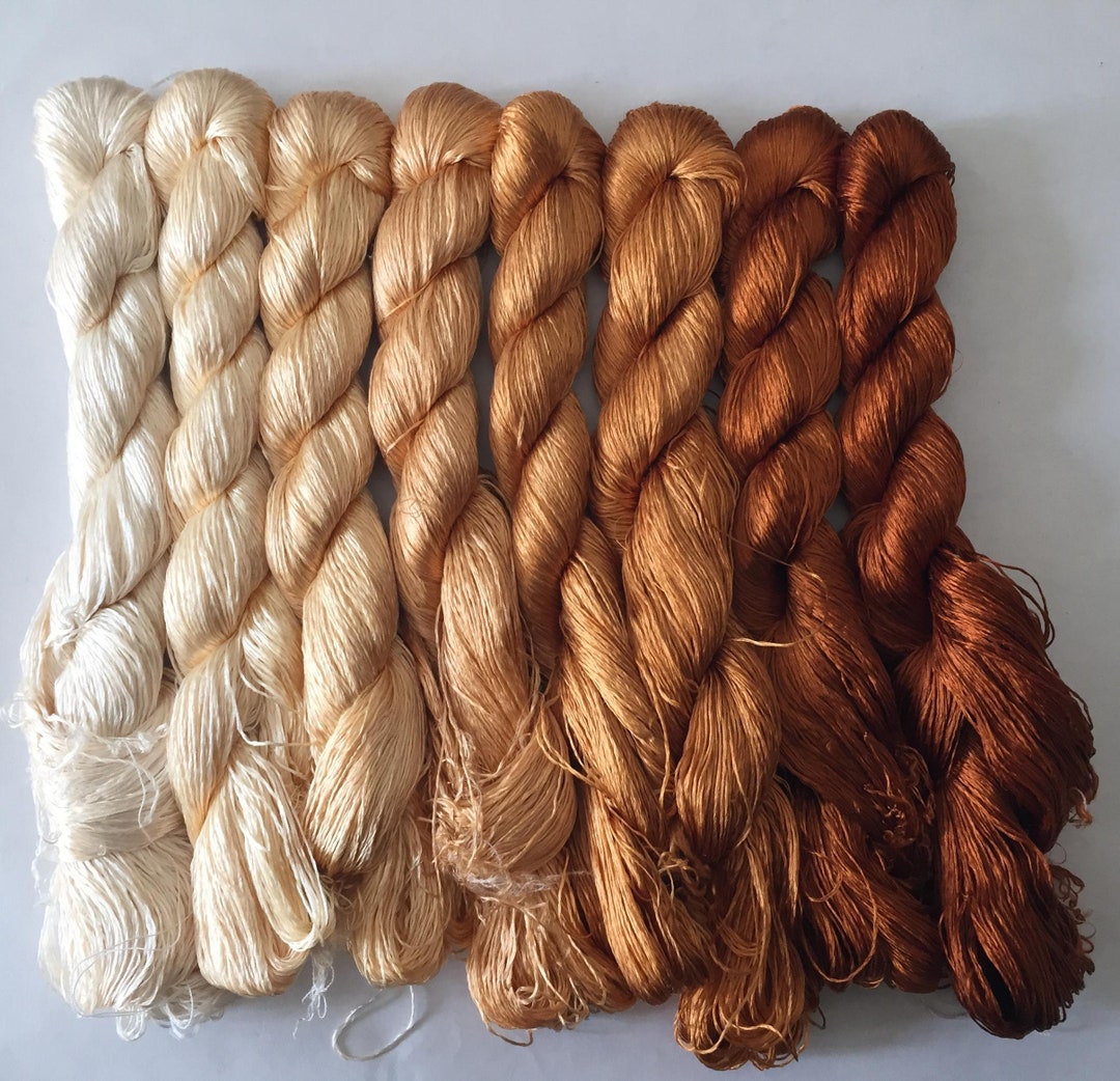 8 Skeins Chinese Natural Mulberry Silk Embroidery Threads Floss 440m ...