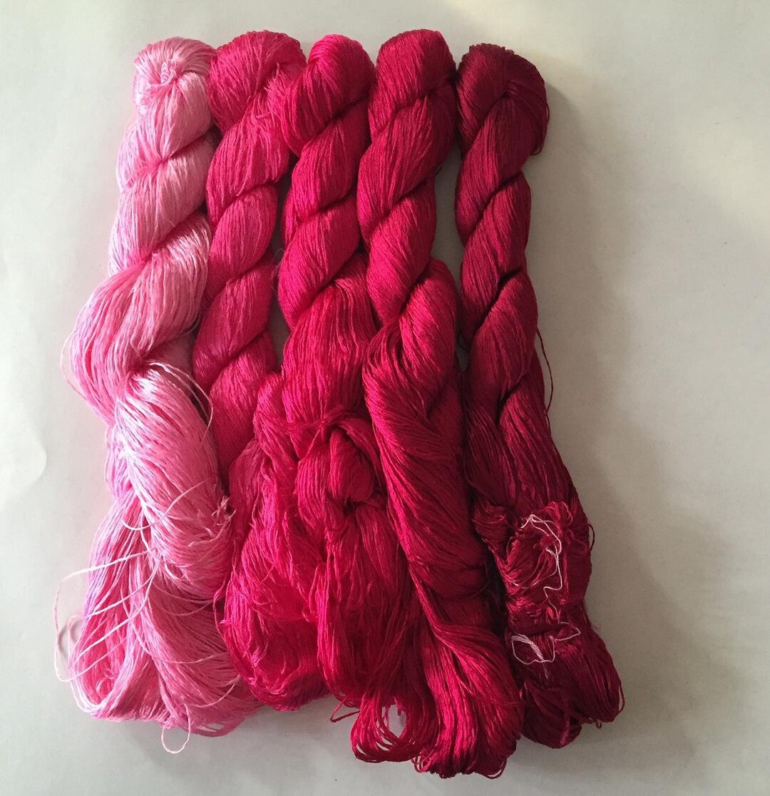 5 Skeins Hand-dyed 100% Natural Mulberry Silk Embroidery Floss Threads ...