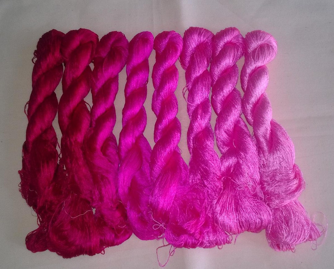 8 Skeins Chinese Natural Mulberry Silk Embroidery Threads Floss 440m ...