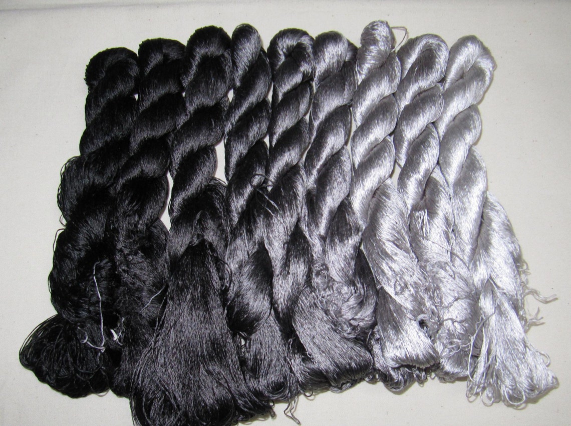 9 Skeins Chinese Natural Mulberry Silk Embroidery Threads | Etsy