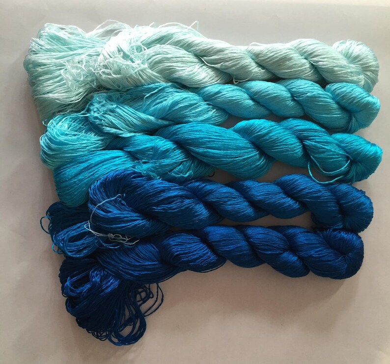 5 Skeins Hand-dyed 100% Natural Mulberry Silk Embroidery Floss | Etsy