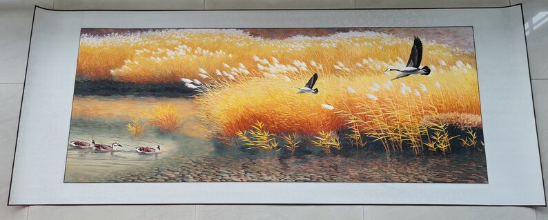 Chinese Handmade Silk Embroidery Art Painting Reeds - Etsy