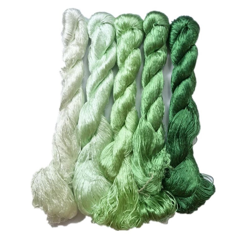 5 Skeins Untwisted Chinese Natural Mulberry Flat Silk Embroidery ...
