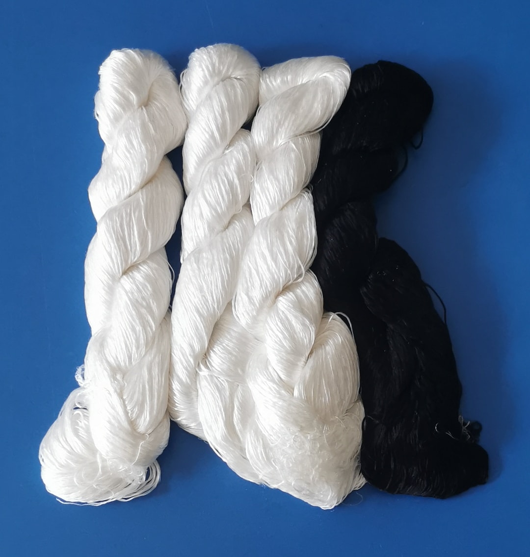 4 Skeins Untwisted Chinese Natural Mulberry Flat Silk Embroidery ...