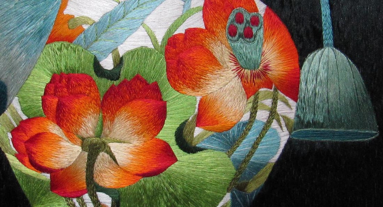 Chinese Suzhou Handmade Lotus Silk Embroidery Painting Wall | Etsy