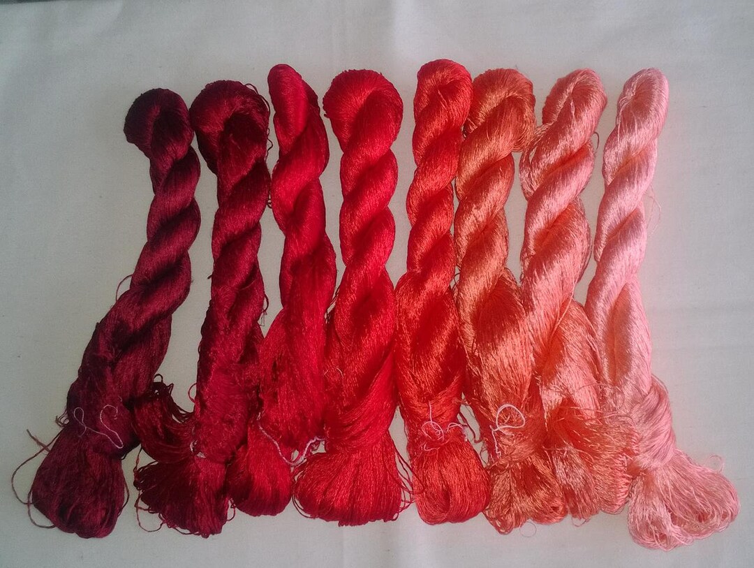 8 Skeins Chinese Natural Mulberry Silk Embroidery Threads Floss 440m ...