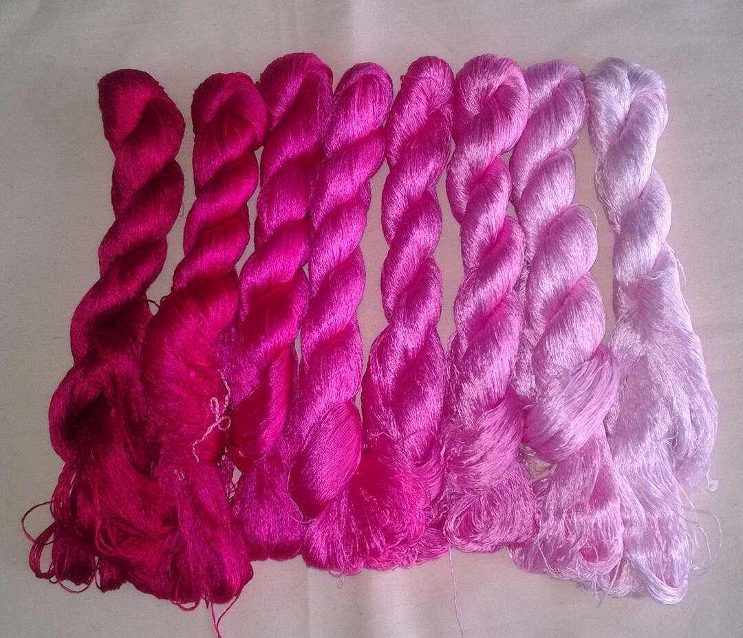 8 Skeins Chinese Natural Mulberry Silk Embroidery Threads Floss 440m ...