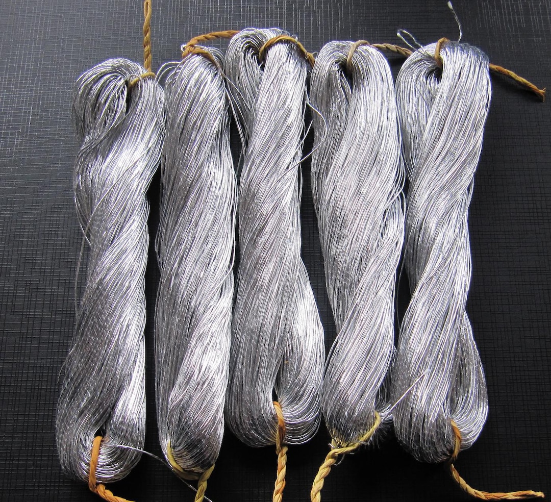 5 Skeins Chinese Hand Embroidery Silver Metallic Threads 65M per Skein ...