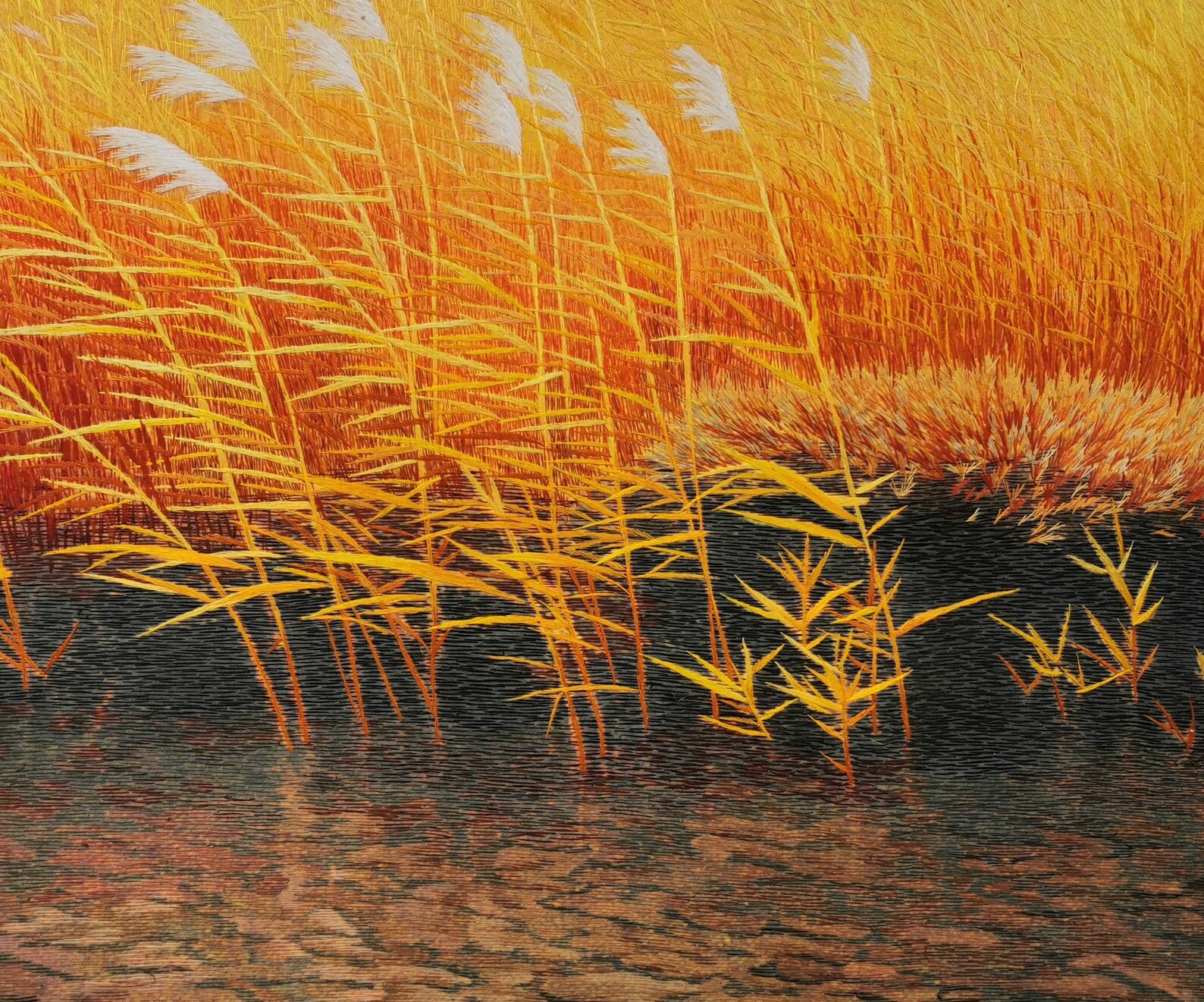 Chinese Handmade Silk Embroidery Art Painting Reeds - Etsy