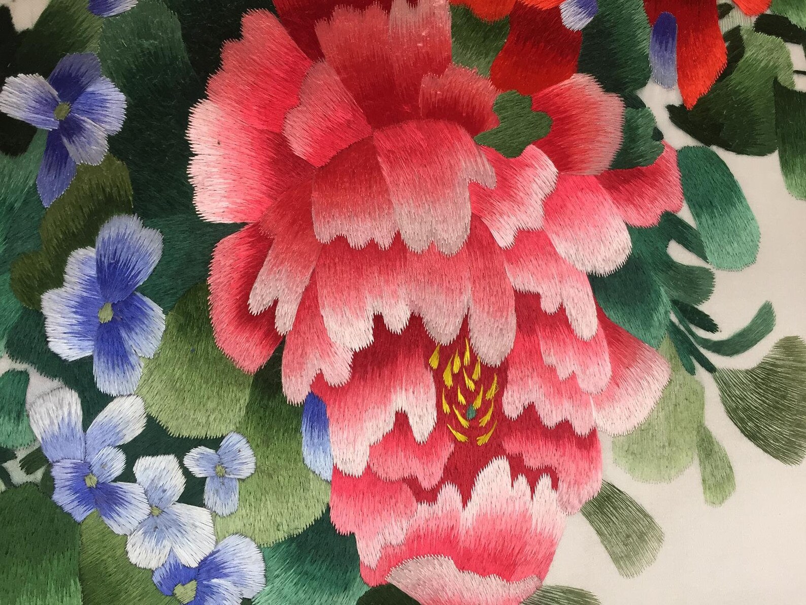 Large Chinese Handmade Silk Embroidery Peony Painting Wall - Etsy