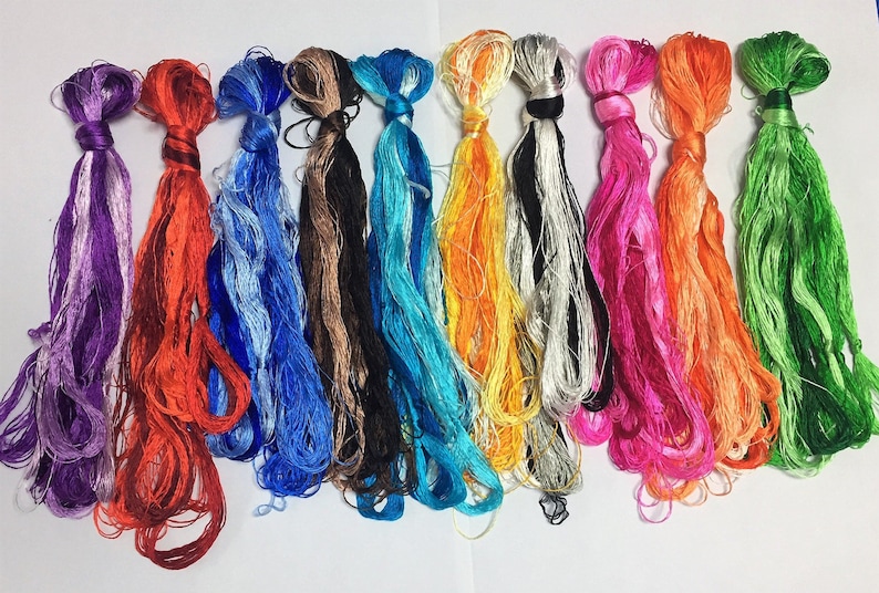 50 Colors Hand-dyed 100% Natural Mulberry Silk Embroidery Floss Threads ...