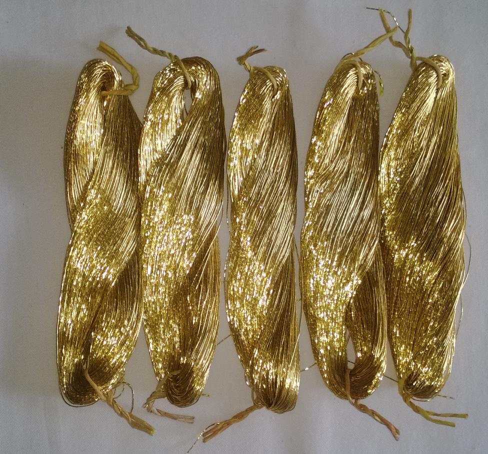 5 skeins Chinese Hand Embroidery gold metallic threads 65M per | Etsy