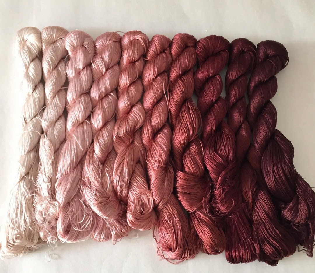 10 Skeins Chinese Natural Mulberry Silk Embroidery Threads Floss 440m ...