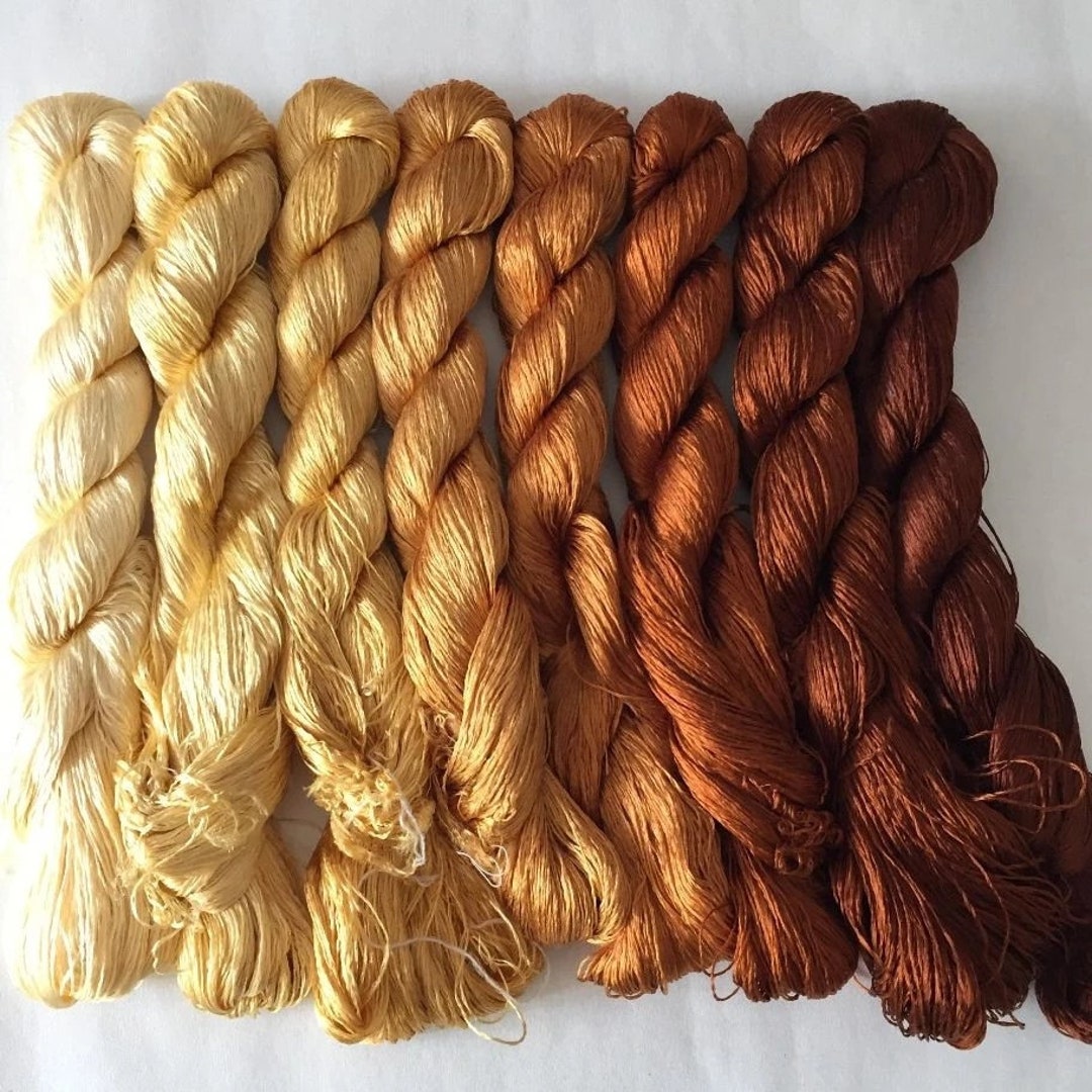 8 Skeins Chinese Natural Mulberry Silk Embroidery Threads Floss 440m ...