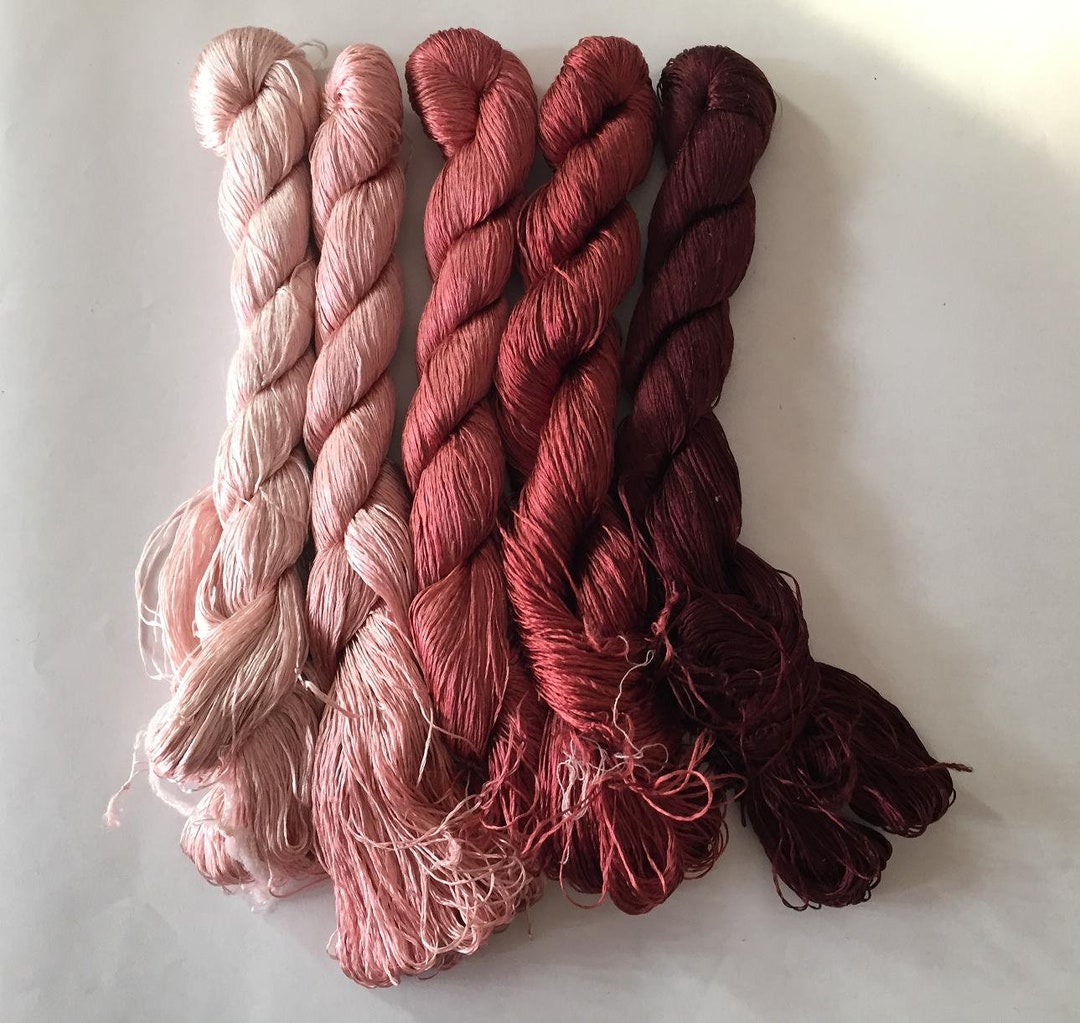 5 Skeins Hand-dyed 100% Natural Mulberry Silk Embroidery Floss Threads ...